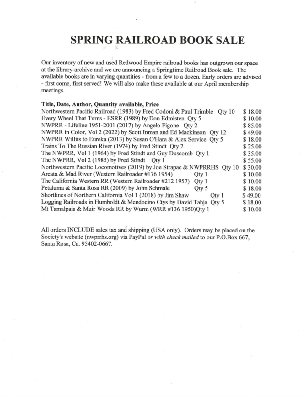 News from the Archives, the Yard and the Barn - Northwestern Pacific ...